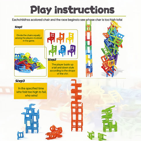 Mini Chair Stacking Game - Colorful Balance Blocks for Kids & Family F ...