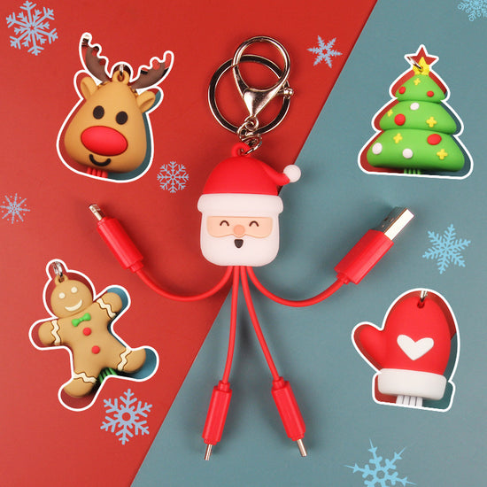 Festive Christmas Multi-Function Data Cable - Creative Cartoon Portabl ...