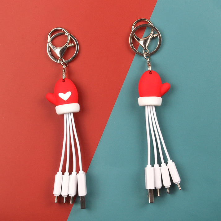 Festive Christmas Multi-Function Data Cable - Creative Cartoon Portabl ...