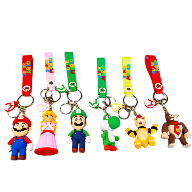 Super Mario Bros 3D PVC Keychains - Custom Rubber Key Rings for Kids ...