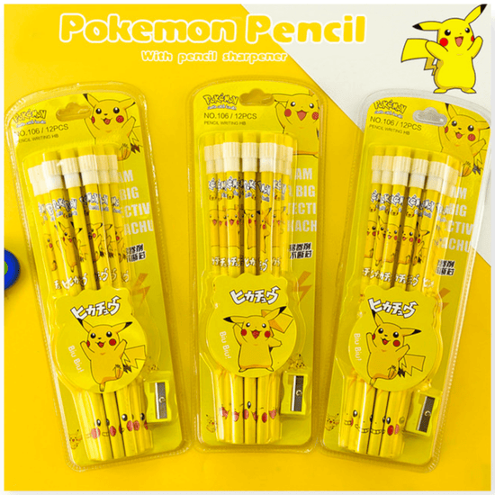 Pokemon Pikachu Pencil Set for Kids - Kawaii Anime Stationery | 3 Sets ...